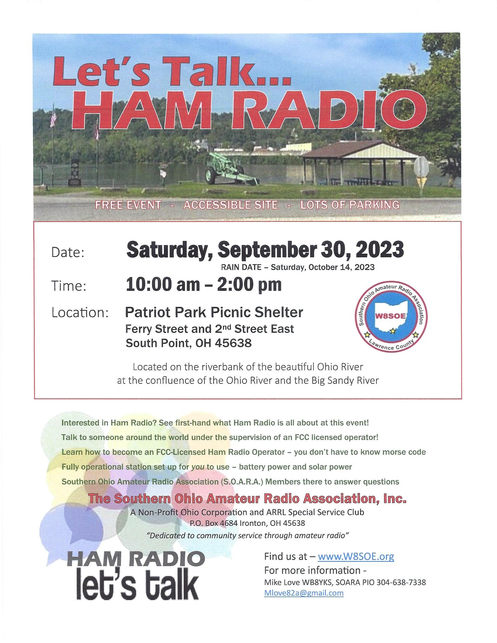 Let’s Talk Ham Radio Special Event, September 30, 2023 South Point ...